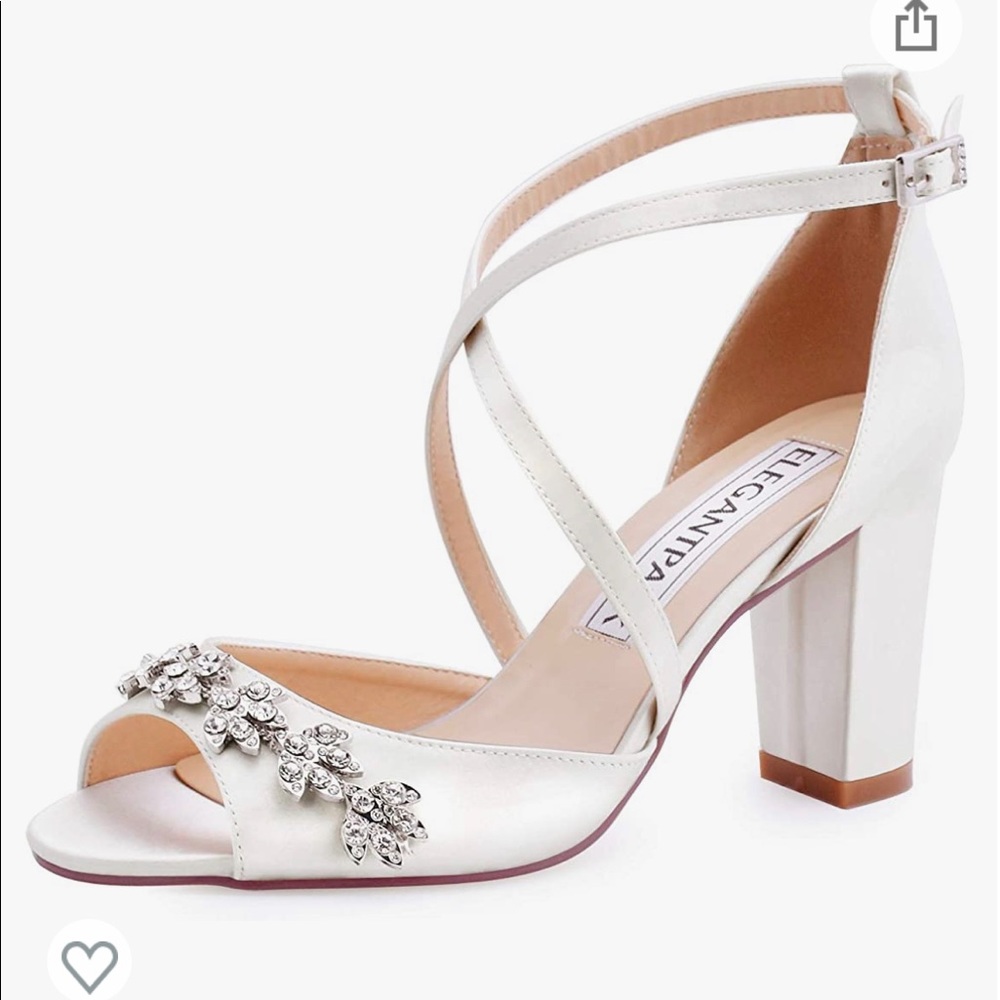 Satin Bridal Wedding Evening Prom Dress Shoes - Size 9 - Gem